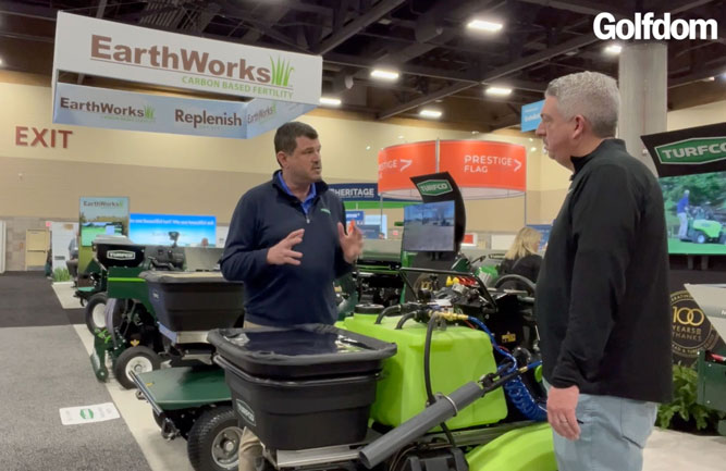 Scott Kinkead from Turfco highlights the company's new T3200 Spreader ...